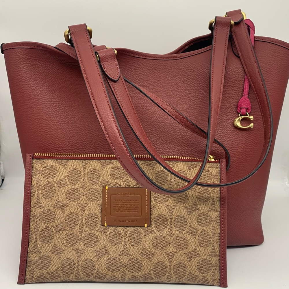 Coach Day Tote* Cherry Polished Pebble Leather - Gem